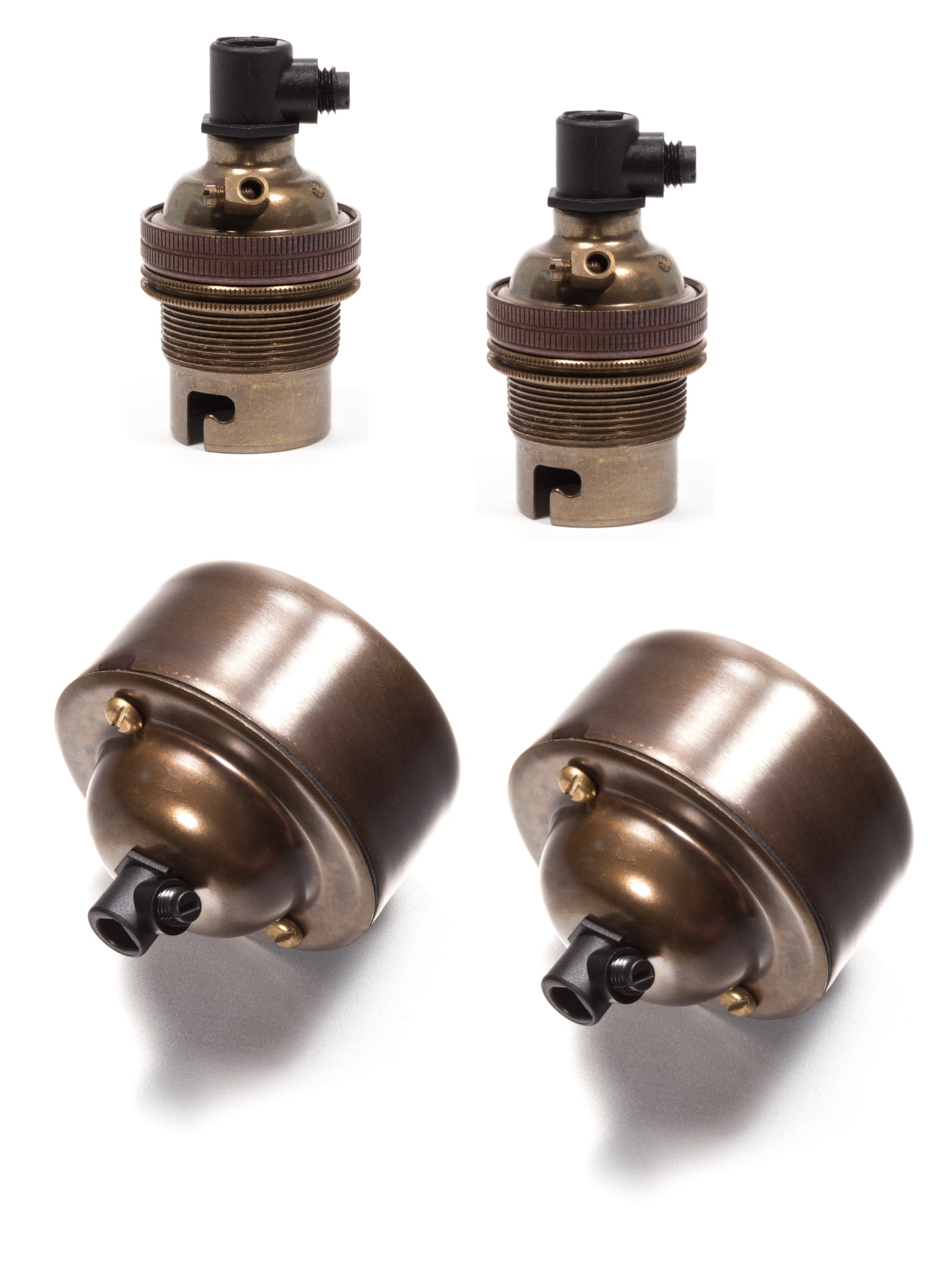 Vintage Brass Cord Grip Pattress & B22 Lamp Holder Bundle | End-Of-Lin