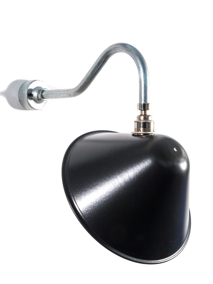 Angled Swan Neck Wall Light | Medium | With Matt Black Shade | End-Of-
