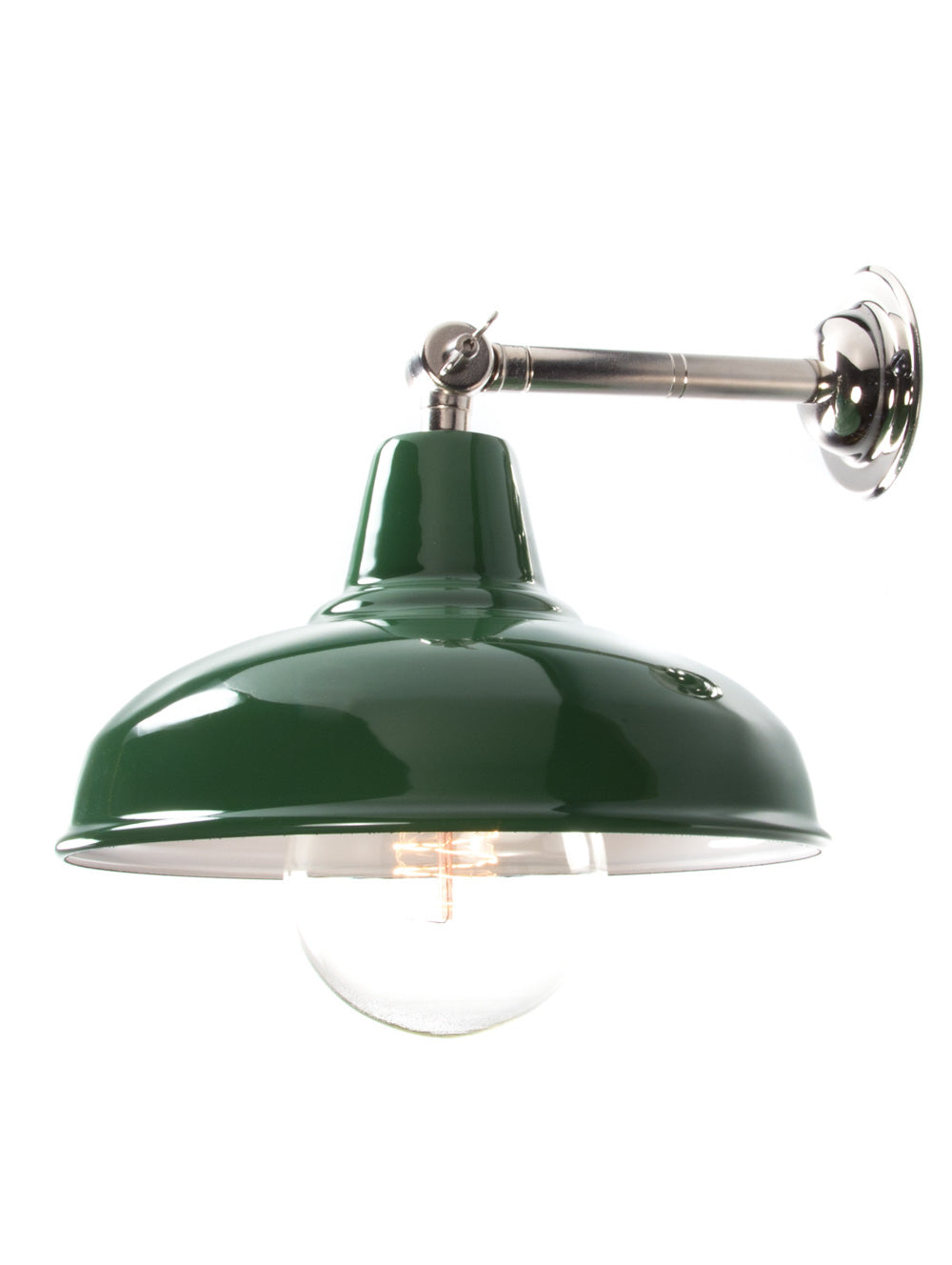 Silver Maria Banjo Wall Light with Green Shade | End-Of-Line